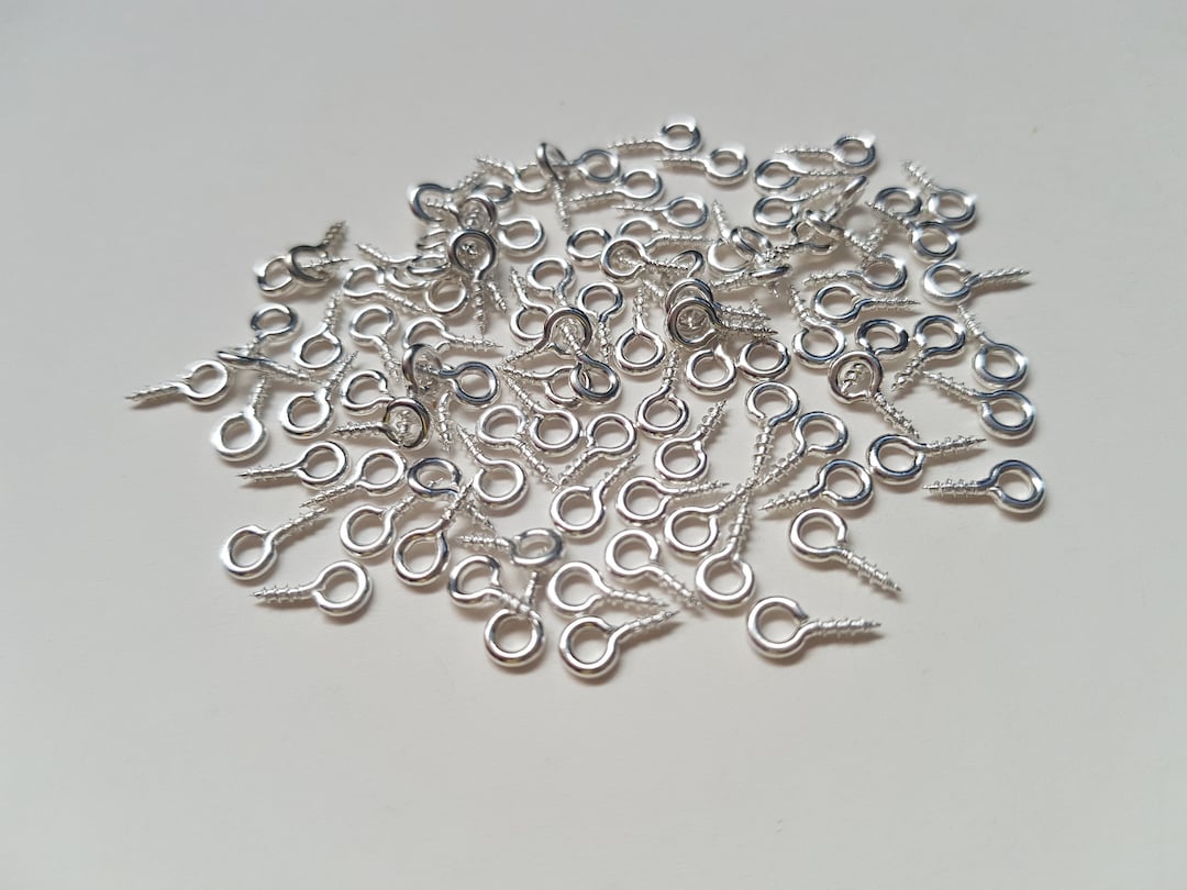 100 X Silver Plated Screw Eye Bails | 8mm Alloy Eye Pins for DIY Crafts ...