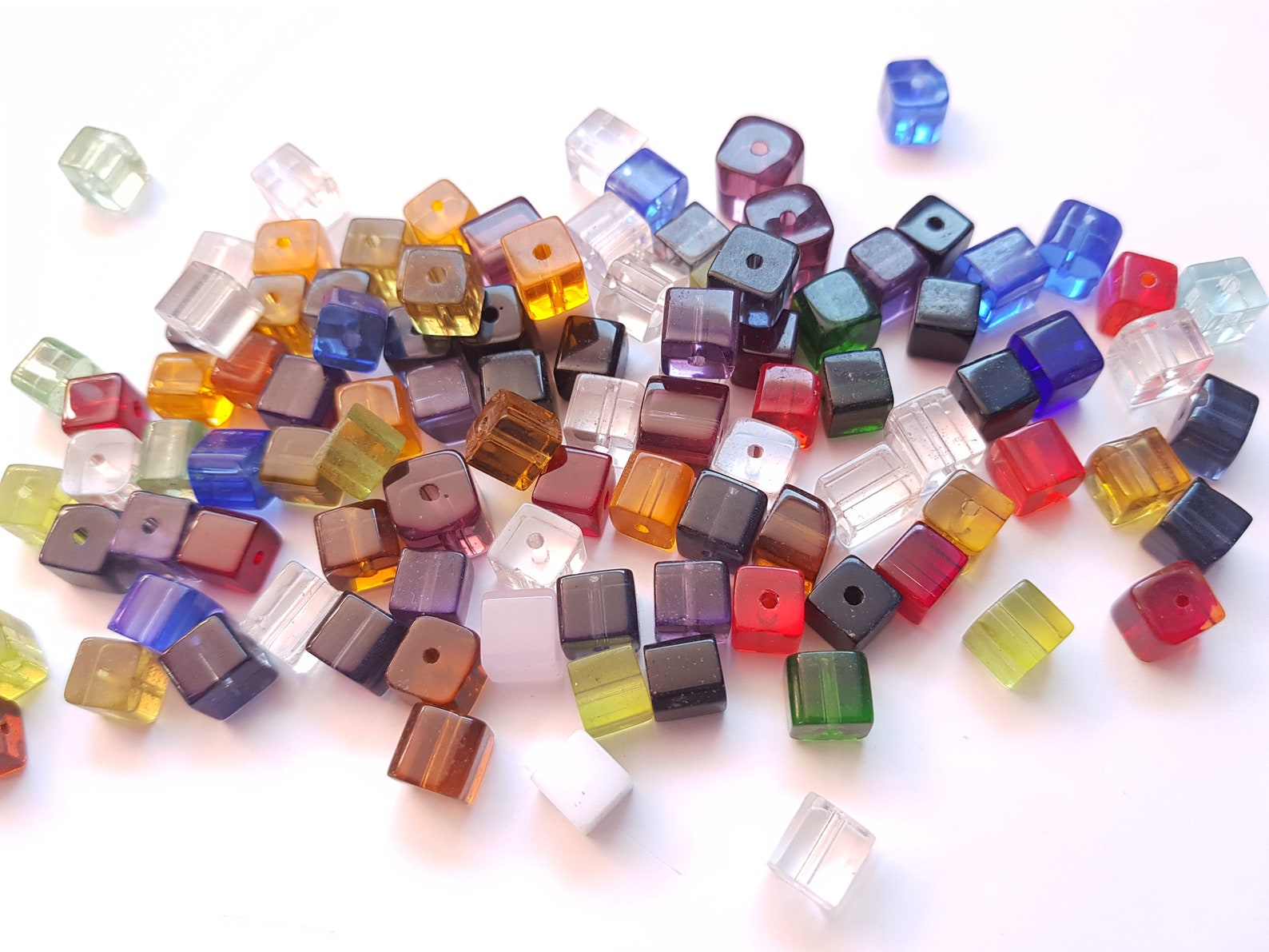 6mm cube beads Cube glass beads Glass beads 6mm beads 6mm | Etsy