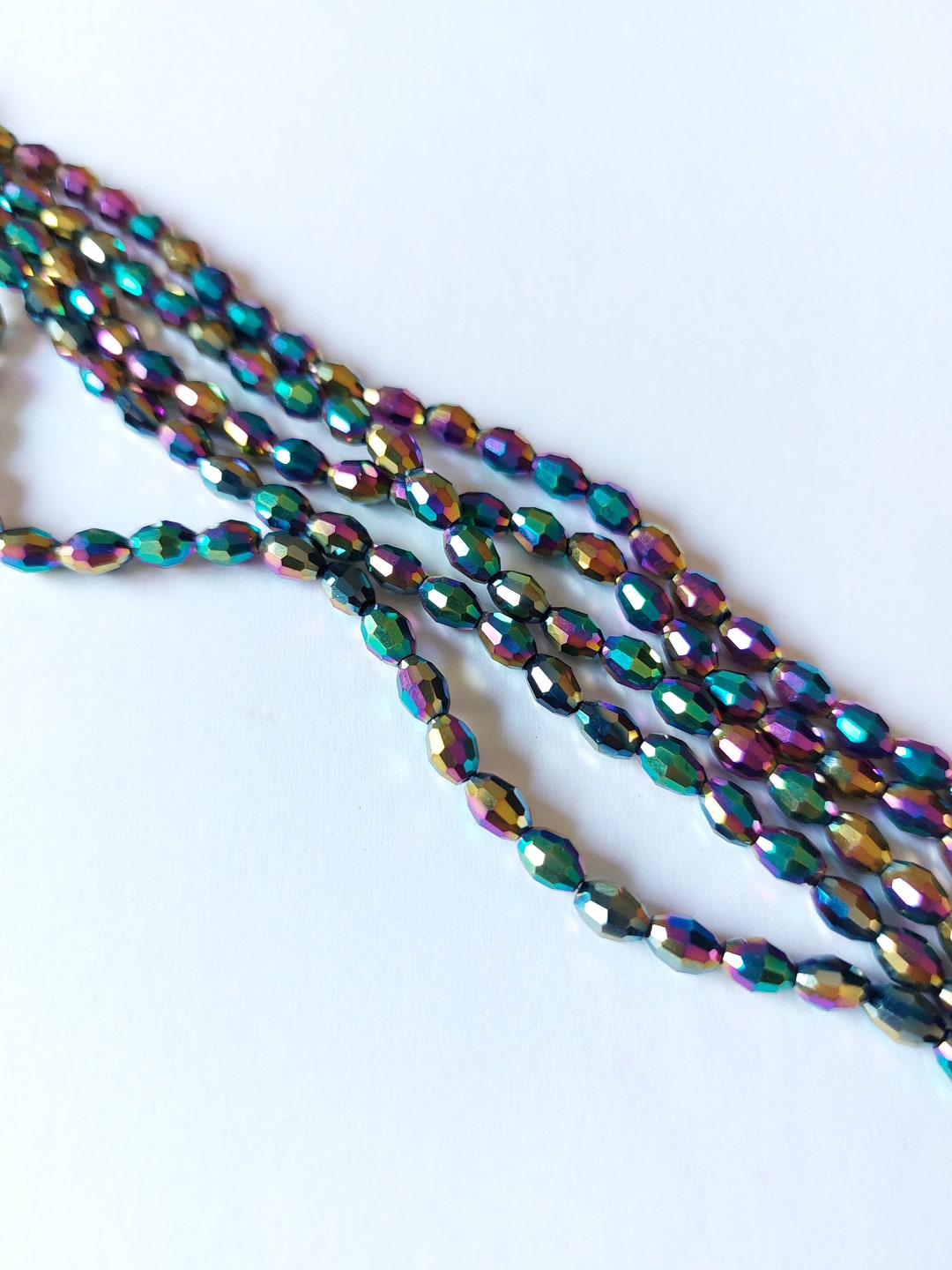 Electroplated Rice Beads, Rice Beads, Electroplated Beads, Faceted Rice ...
