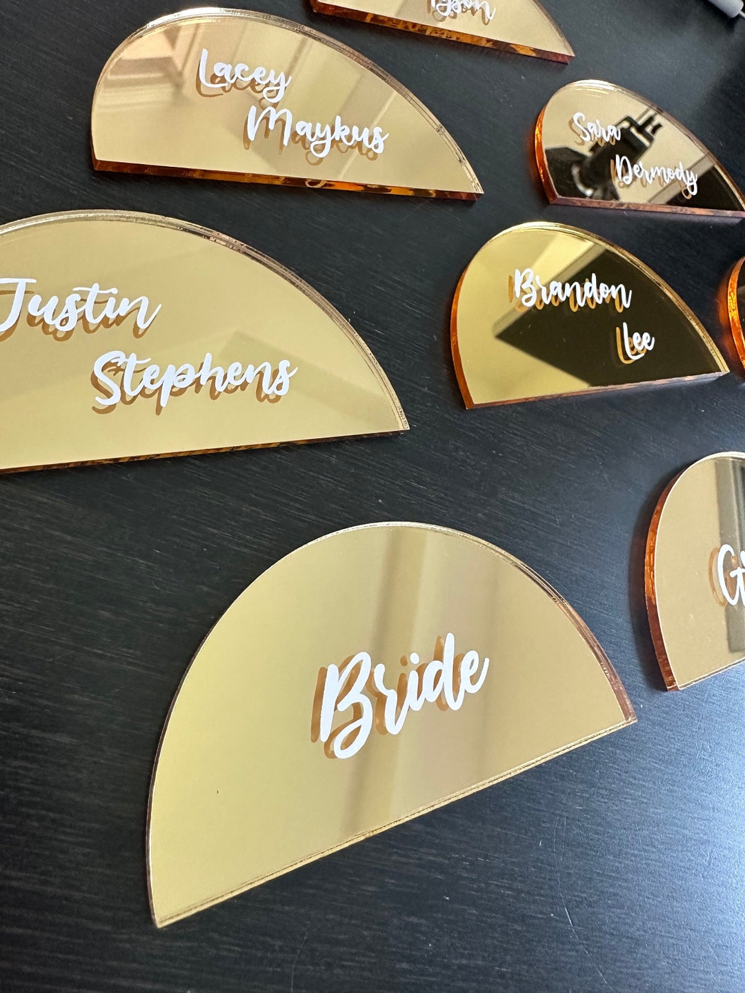 Gold Mirror Acrylic Place Cards - Gold Place Cards - Acrylic Gold ...