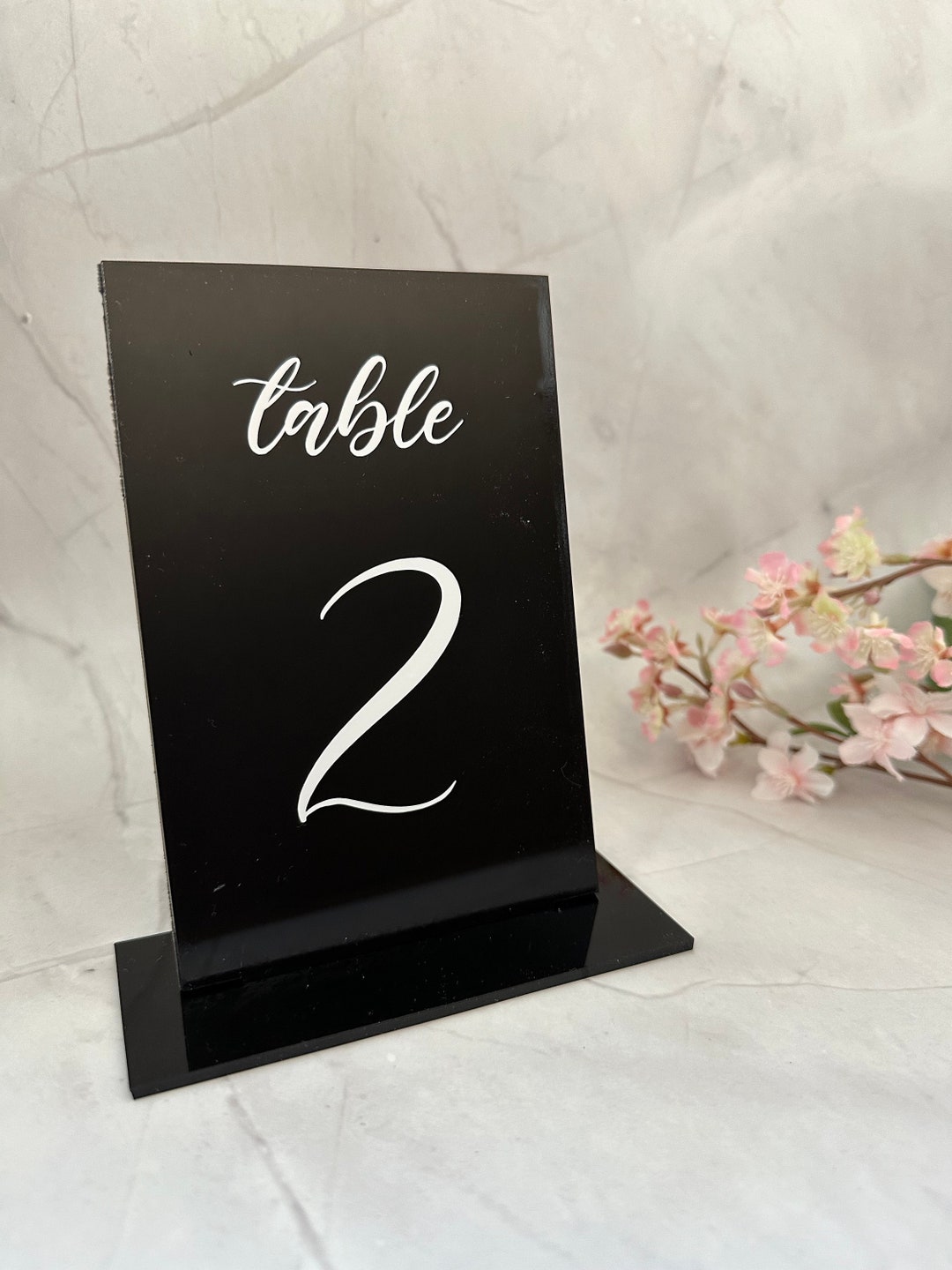 Black Acrylic Table Number Black and White Wedding Table Number Acrylic ...