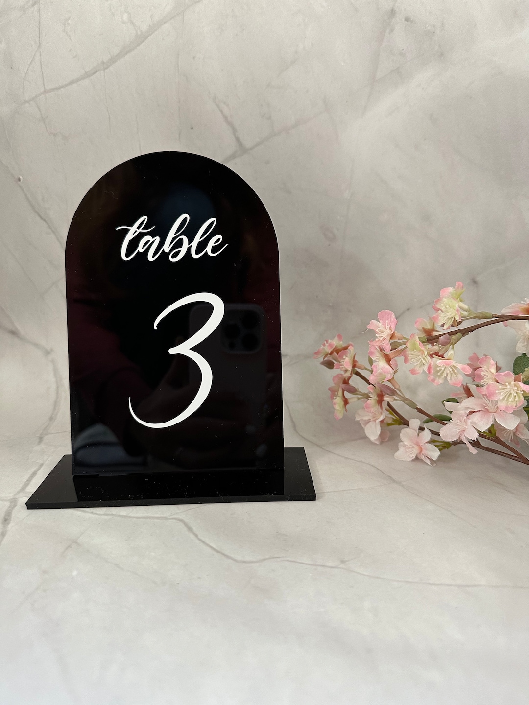 Black Acrylic ARCH Table Number Black and White Wedding Table Number ...