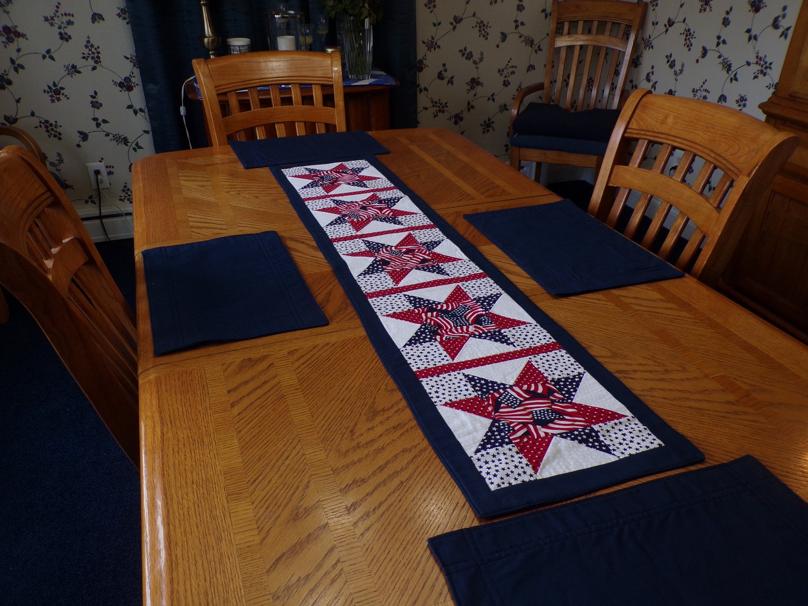 Patriotic Table Runner North Star Table Runner 54 - Etsy