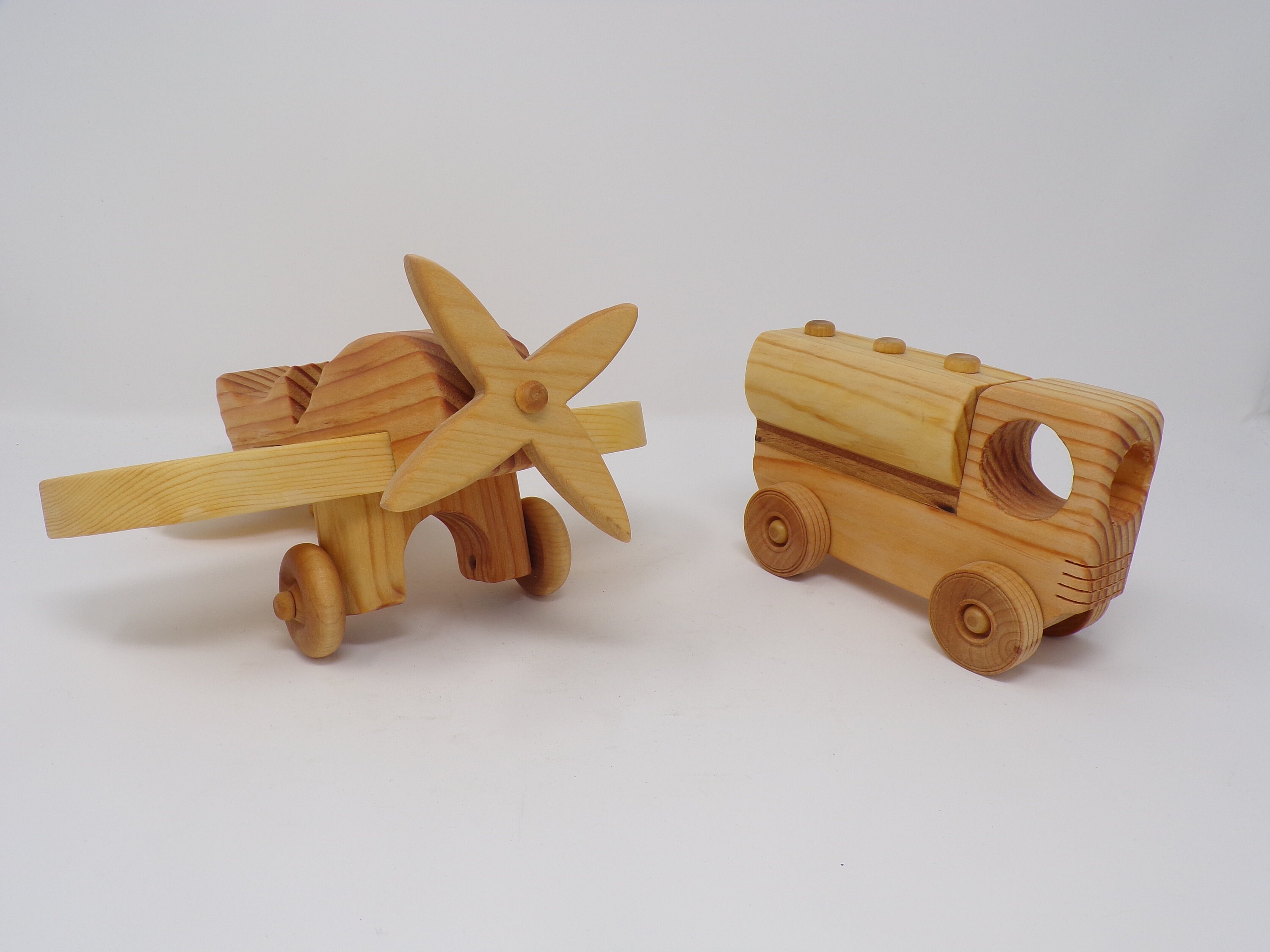 Handcrafted Wooden Airplane and Tanker Set