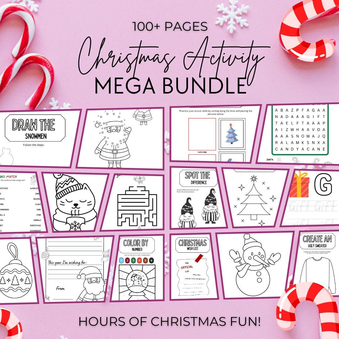 Christmas Activity Bundle: 100+ Pages of Festive Fun (printable) - Etsy