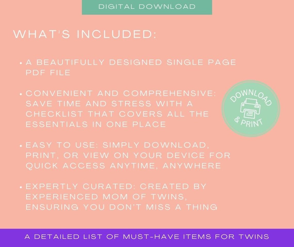 Newborn Twins Checklist PDF, Things to Do Before Twin Babies Arrive ...