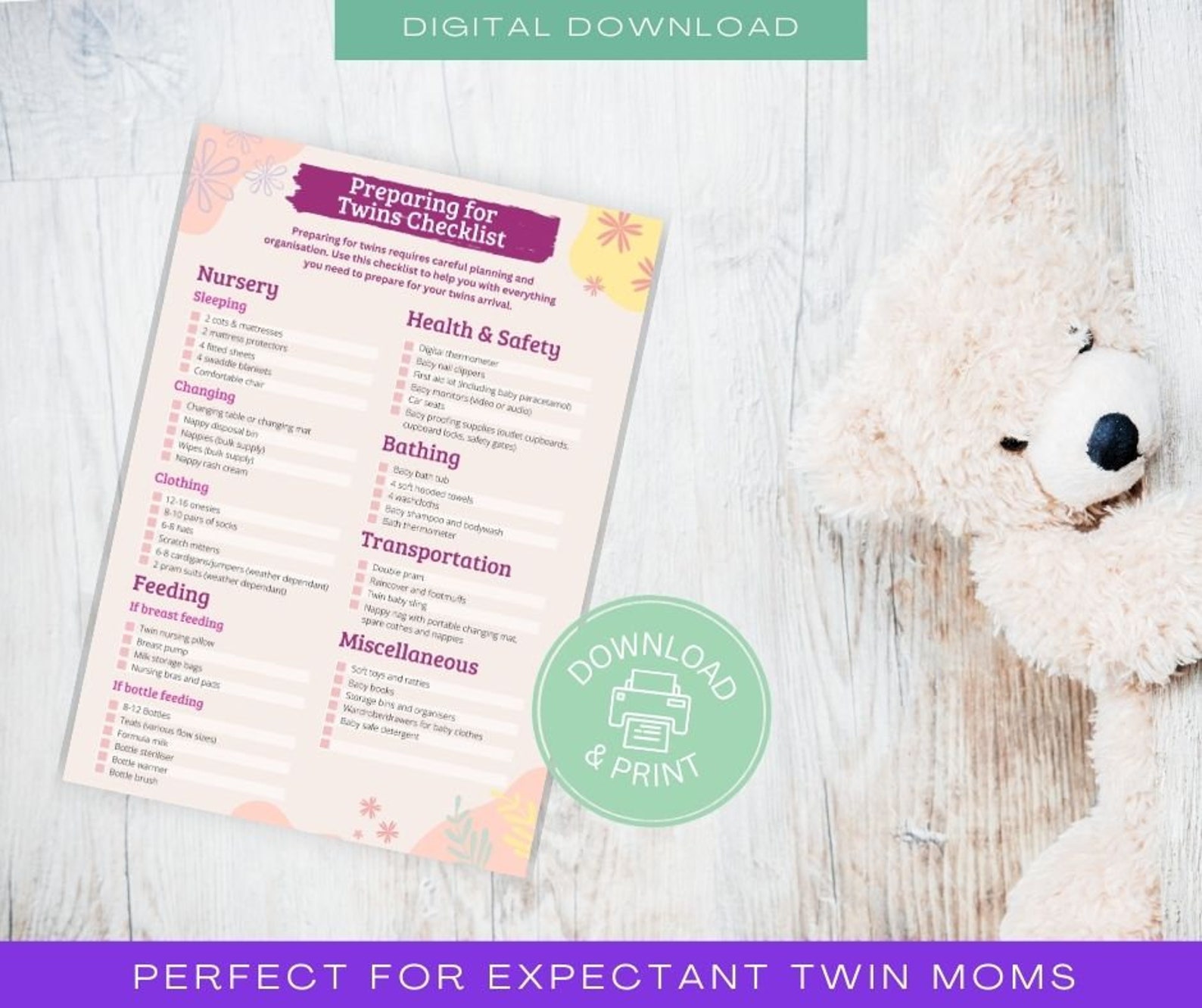 Newborn Twins Checklist PDF, Things to Do Before Twin Babies Arrive ...