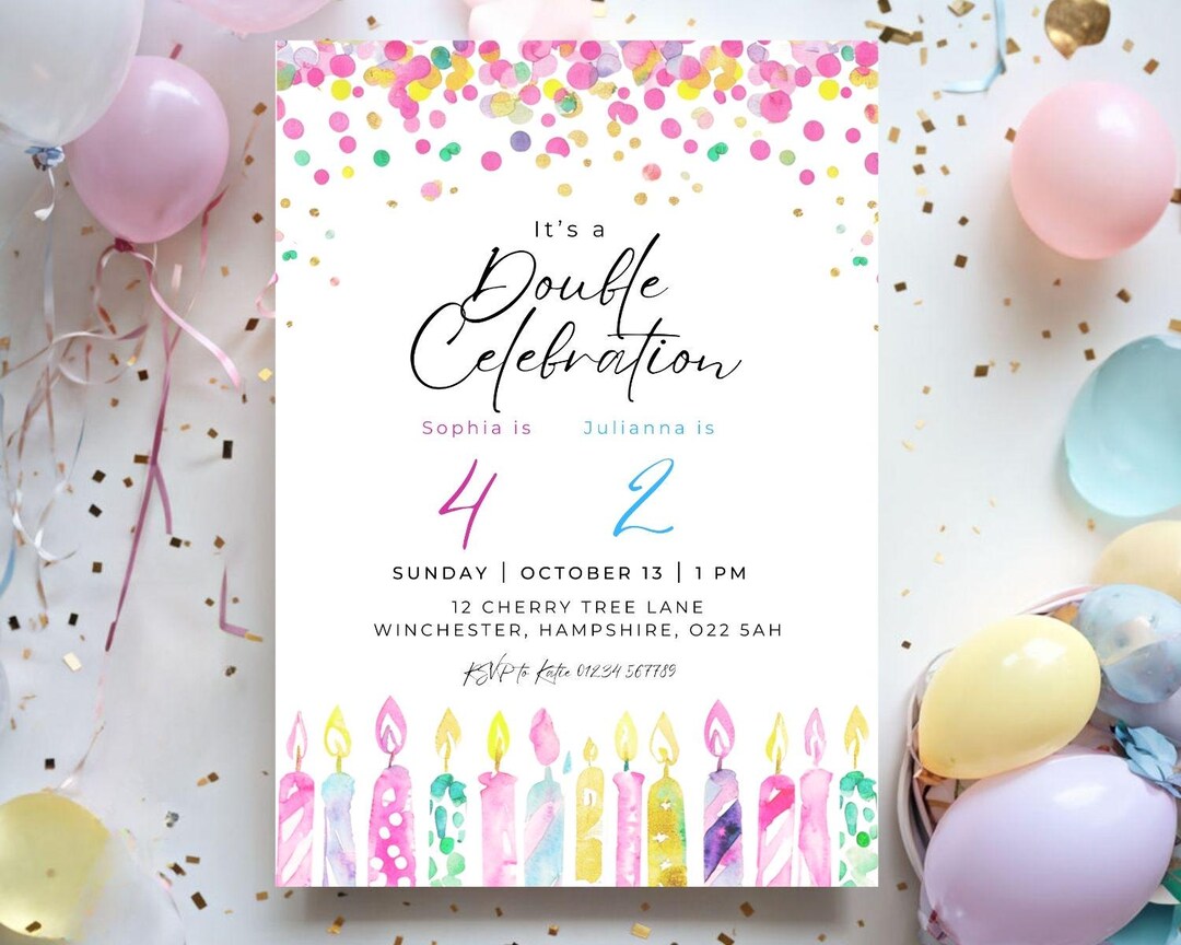 Joint Party Invitation, Sibling Birthday Invitation, Double Birthday ...