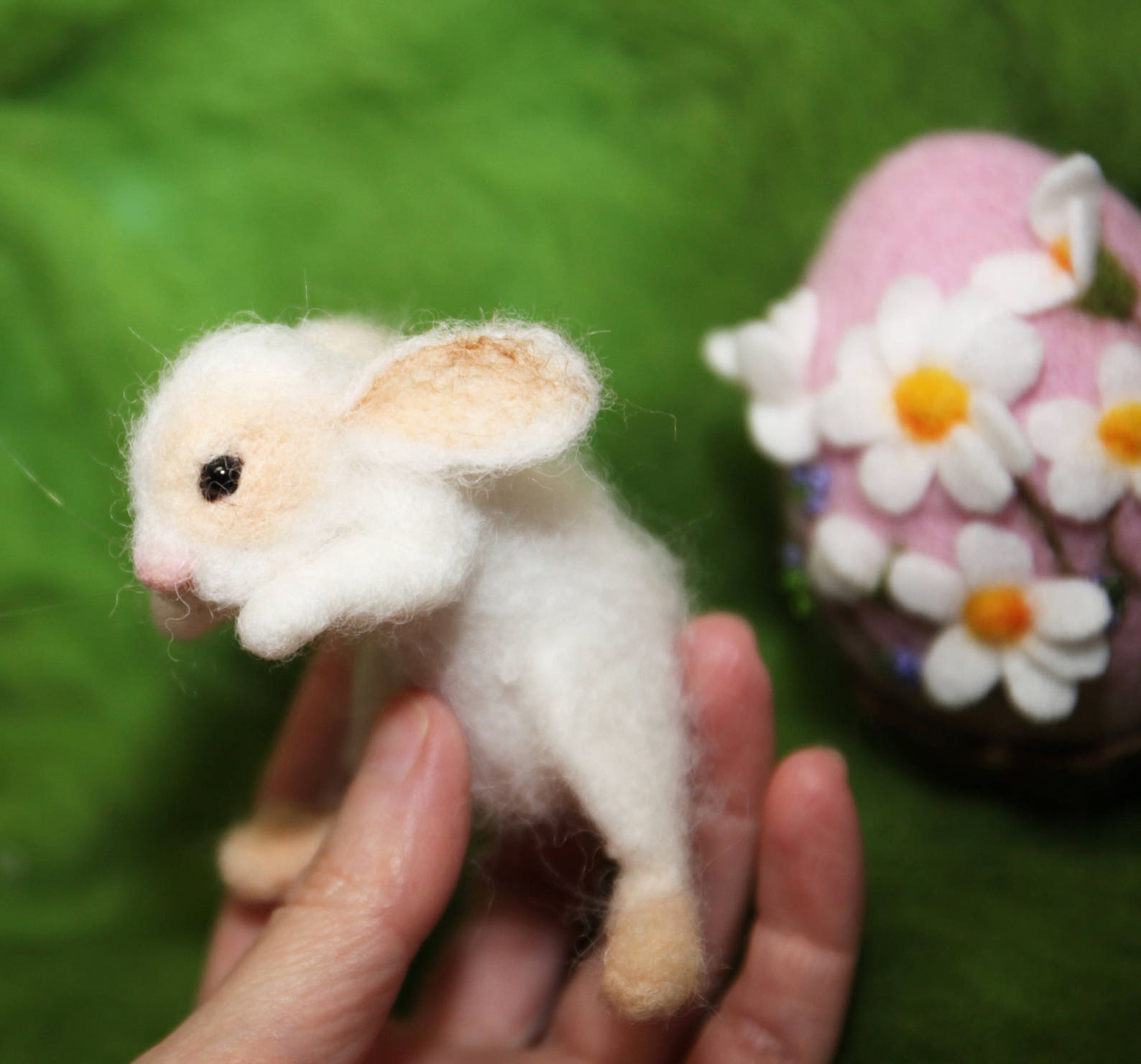 Needle Felted/ Miniature Sculpture/ Hare/ Bunny on Egg/ - Etsy