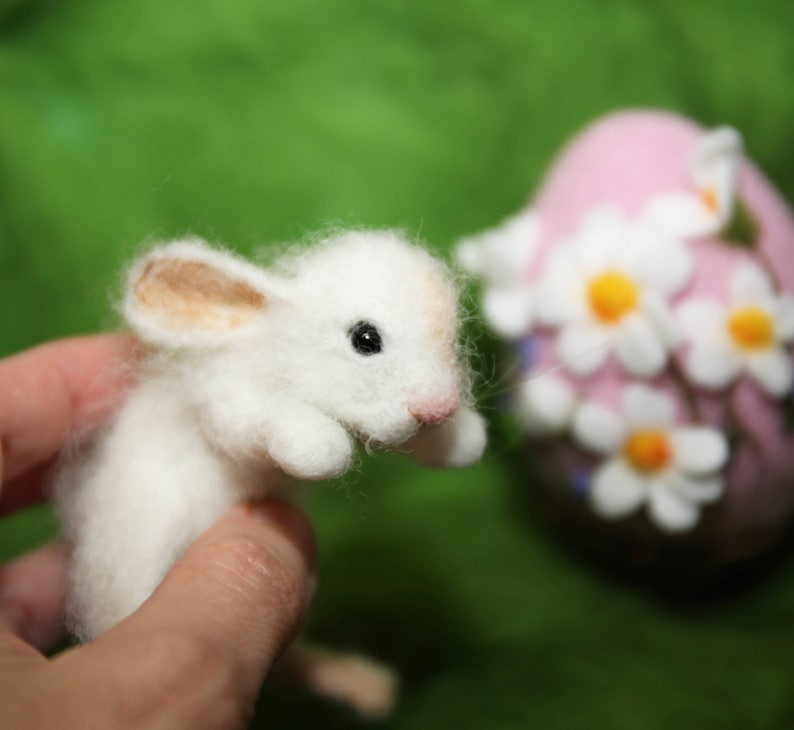 Needle Felted/ Miniature Sculpture/ Hare/ Bunny on Egg/ - Etsy