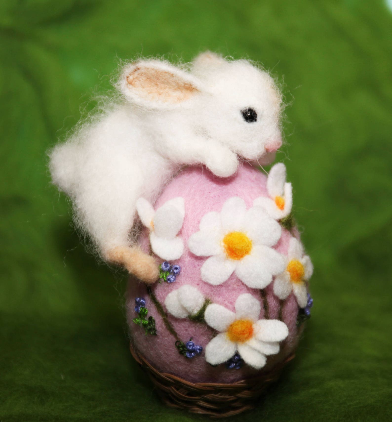 Needle Felted/ Miniature Sculpture/ Hare/ Bunny on Egg/ - Etsy