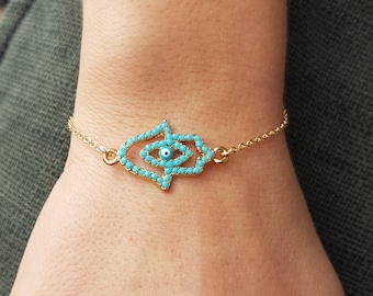 Gold hamsa bracelet | Etsy