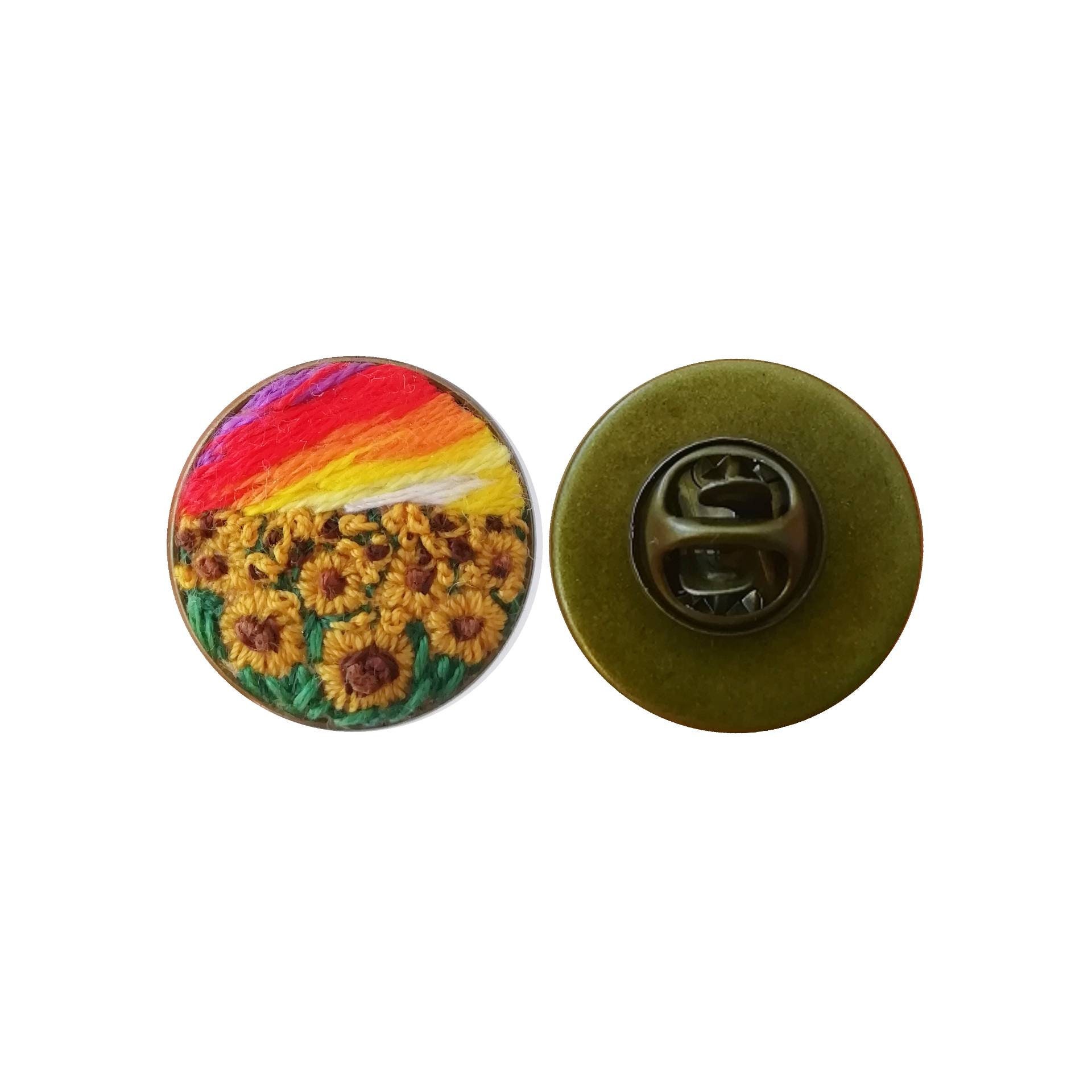 Sunflower Pin Brooch Enamel Lapel Pin Hand Embroidered Badge - Etsy