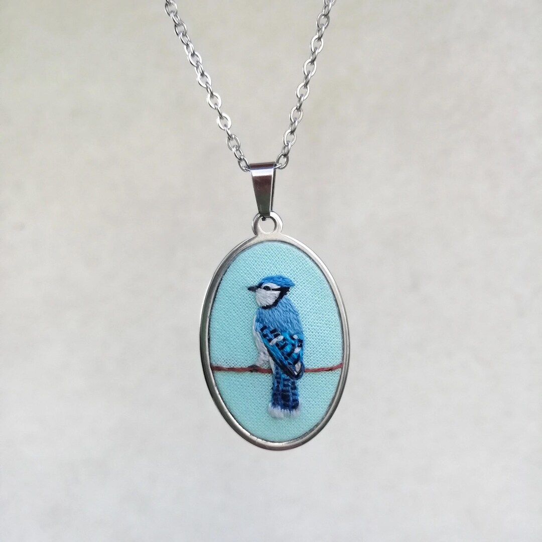 Blue Jay Necklace, American Bird Pendant, Wild Blue Bird Jewelry, Pet ...