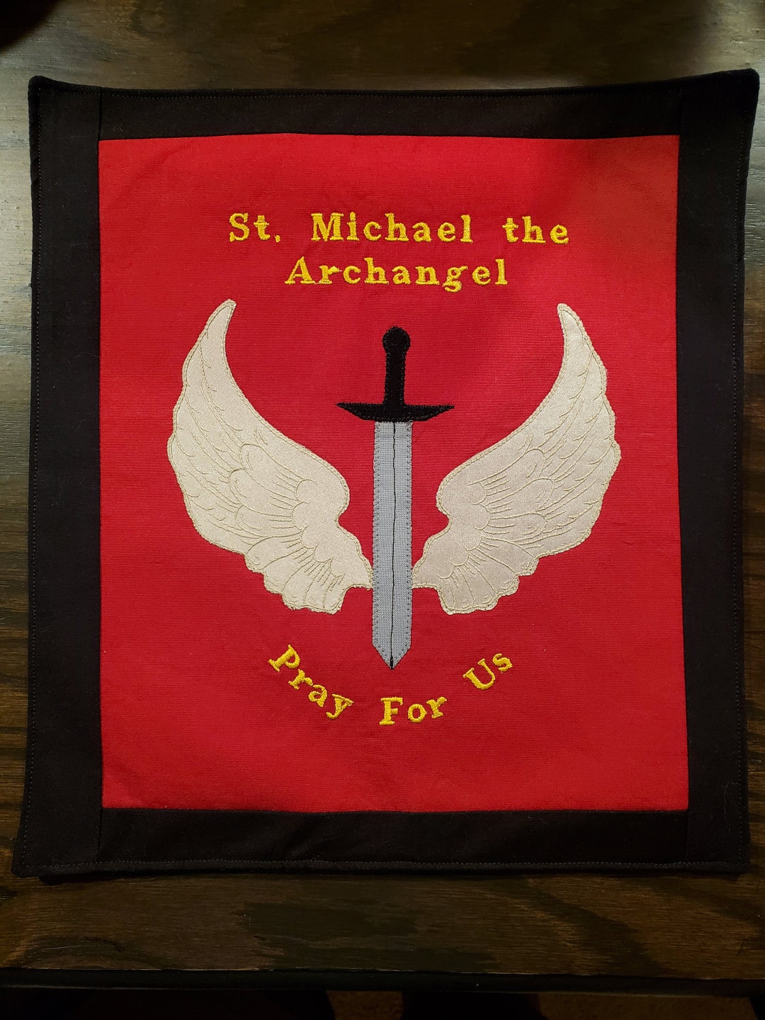 Fabric Catholic Saint Banner St. Michael the Archangel Hand Embroidered ...