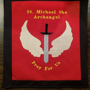 Fabric Catholic Saint Banner St. Michael the Archangel Hand Embroidered ...