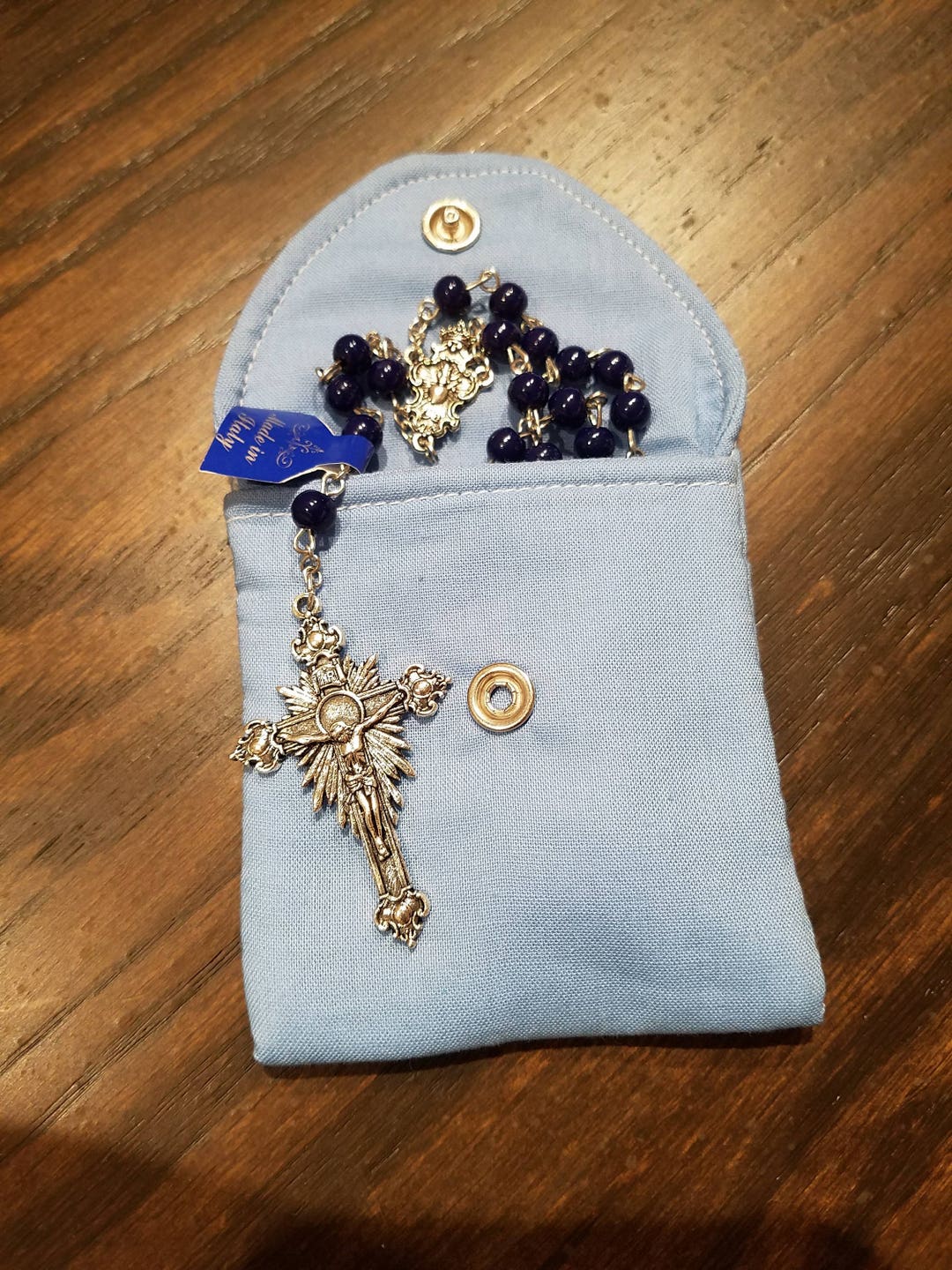 Rosary / Coin Fabric Purse With Metal Snap Closure Sky Blue Fabric - Etsy
