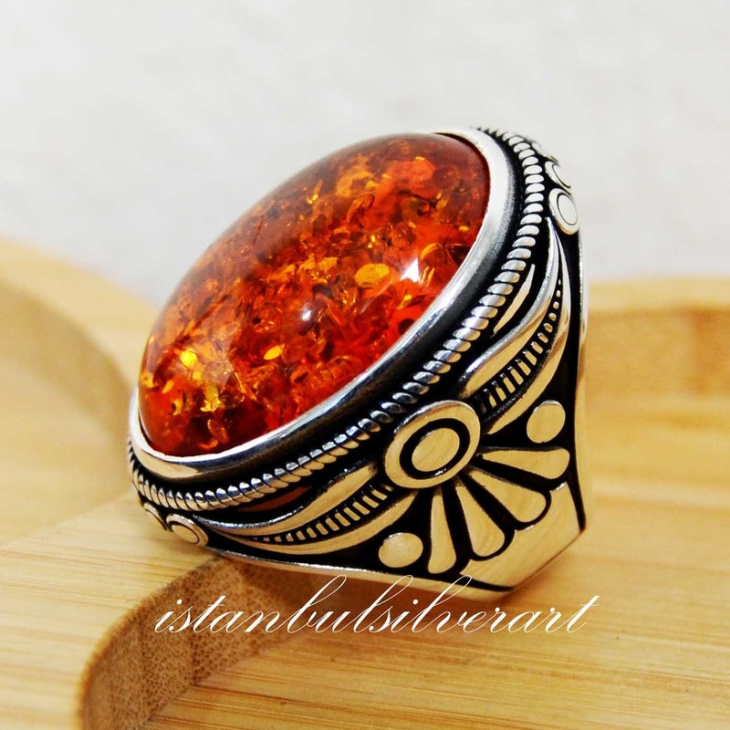 Mens Amber Ring - Etsy