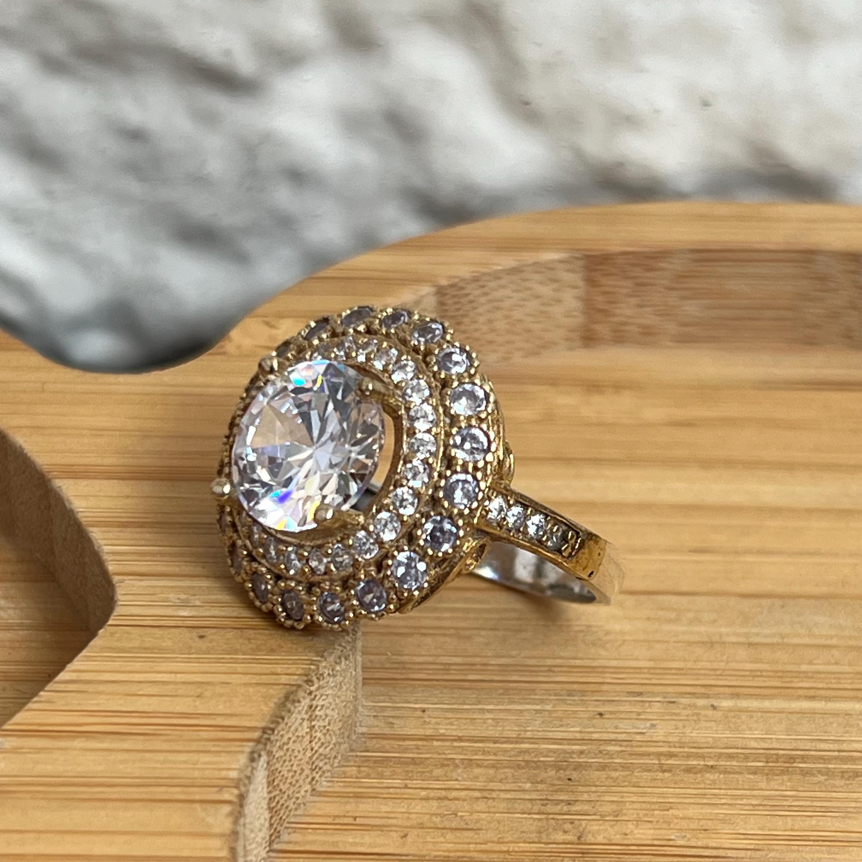Handmade Ottoman Ring: Glittering Stone, 925 Sterling Silver & Bronze ...