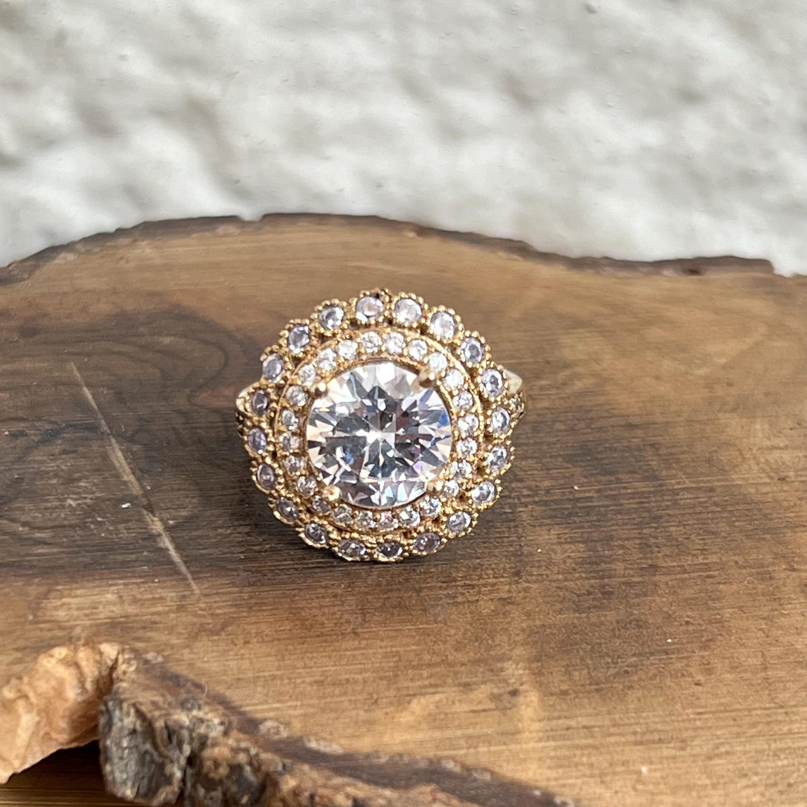 Handmade Ottoman Ring: Glittering Stone, 925 Sterling Silver & Bronze ...