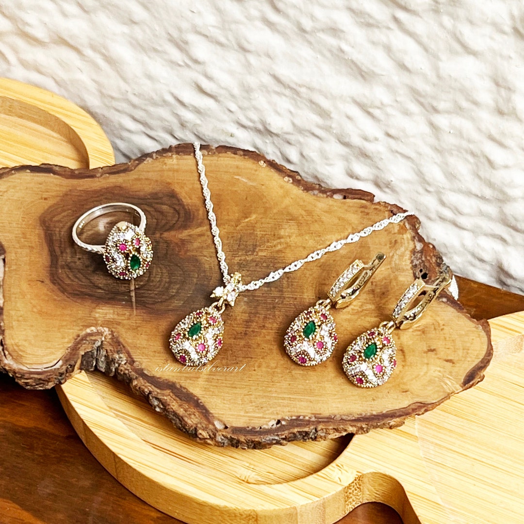 Handmade Ring Women, Turkish Handmade, 925K Ladies Jewelry Set, Ottoman ...