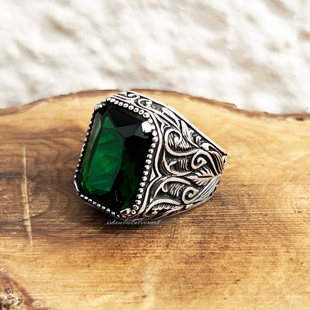 Handmade Ottoman Style Emerald Ring: 925 Sterling Silver - Etsy