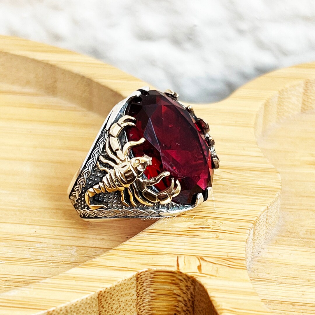 Handmade Sterling Silver Scorpion Ring: Ruby Animal Wrap - Etsy