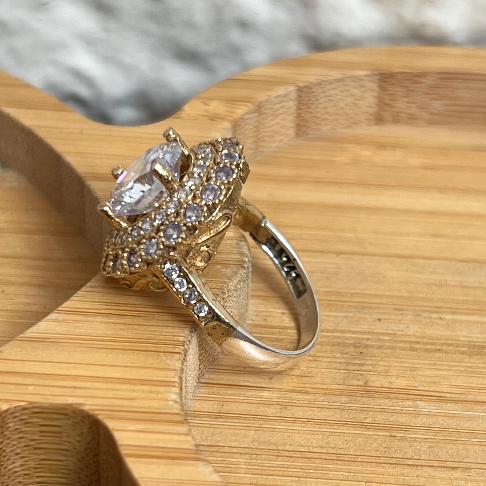 Handmade Ottoman Ring: Glittering Stone, 925 Sterling Silver & Bronze ...