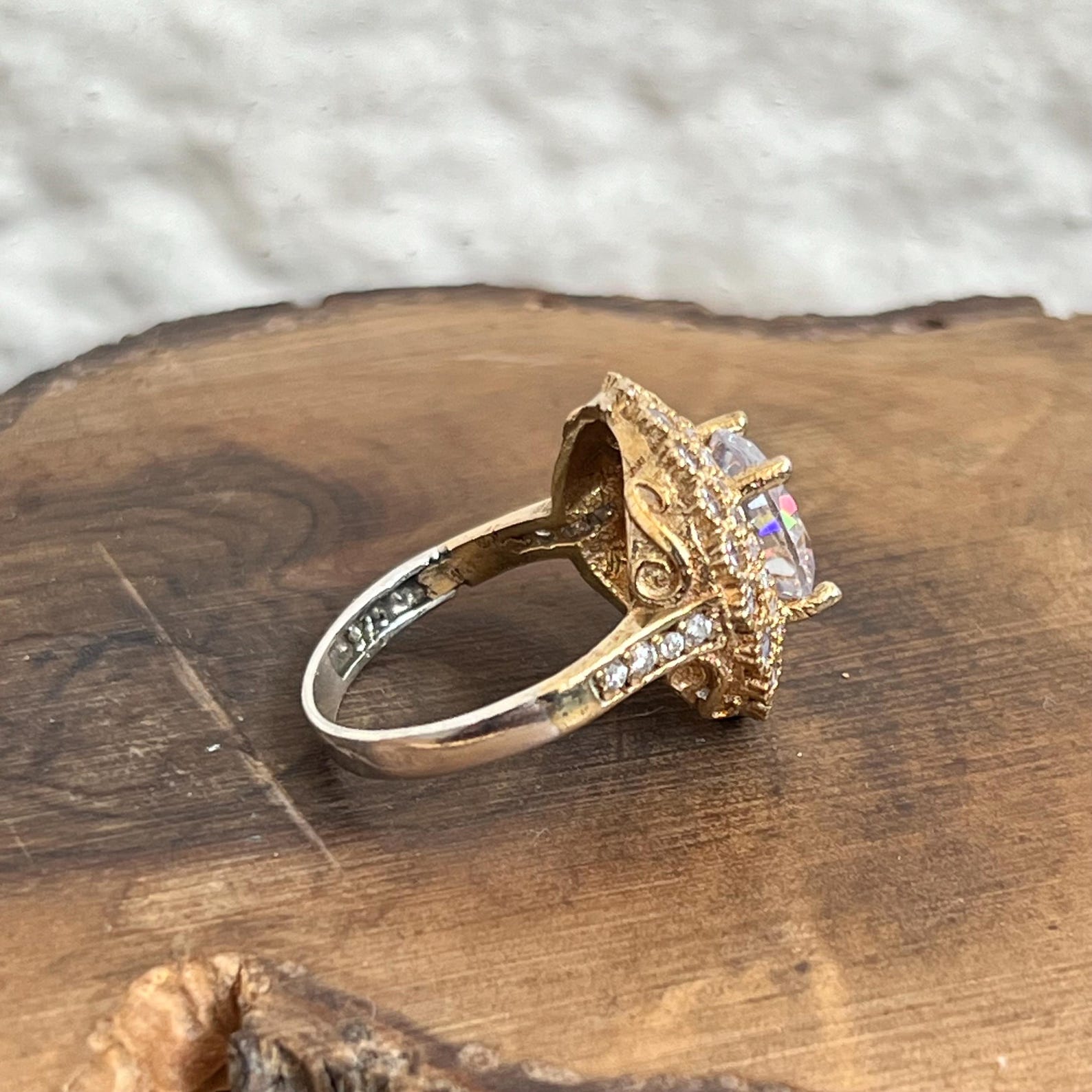 Handmade Ottoman Ring: Glittering Stone, 925 Sterling Silver & Bronze ...