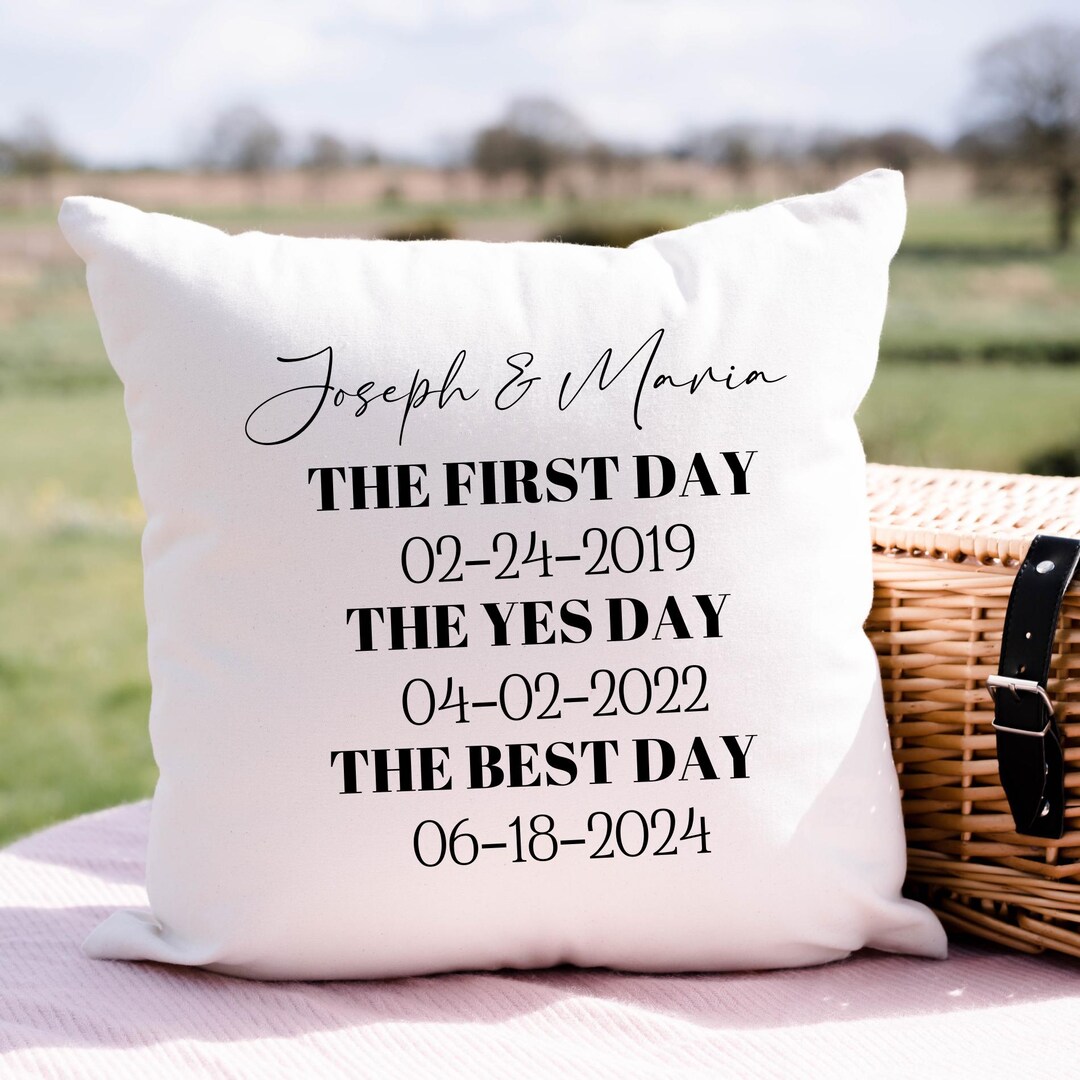 Personalized Engagement Date Pillow, Newlywed Gift, Photo Holder - Etsy