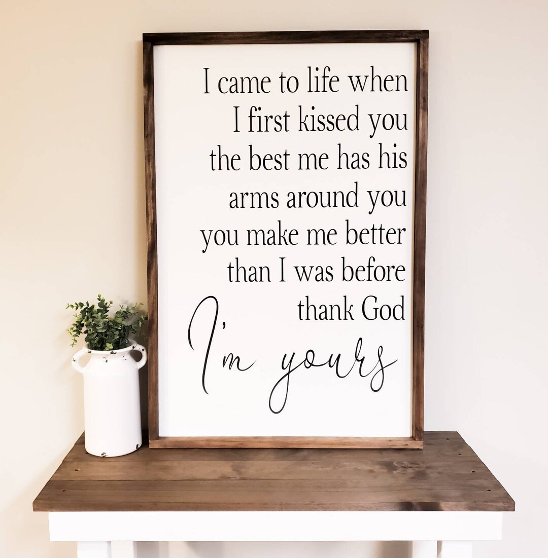 Love Song Sign/wedding Gift/framed Wood Song Lyric Sign/thank God I'm ...