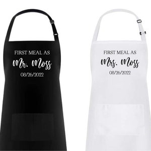 Wedding Reception Apron/first Meal Couples Aprons/set of 2 Mr. and Mrs ...
