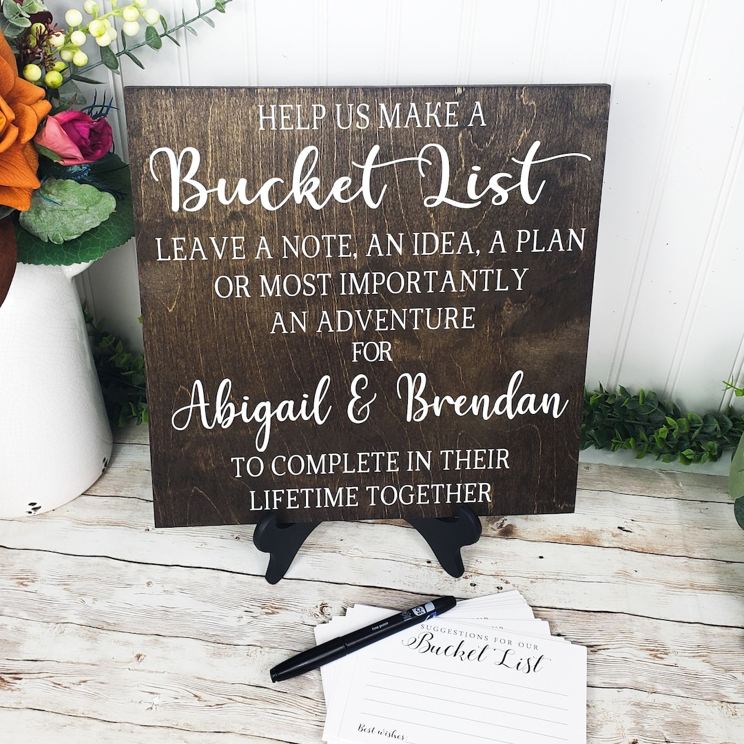 Bucket List Sign/wedding Reception Sign/bridal Shower Game/bridal ...