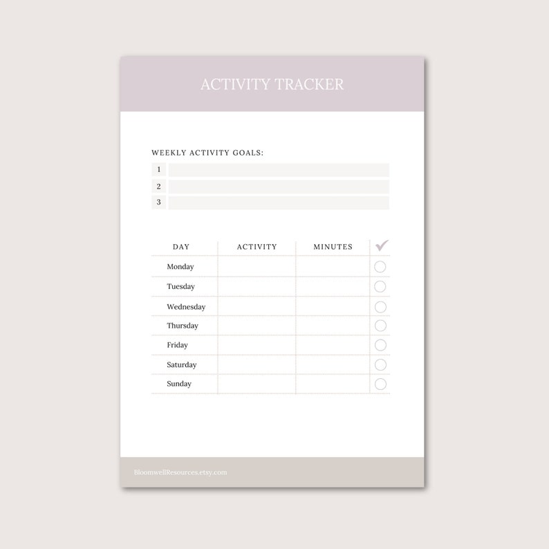 Activity Tracker, Printable, Digital Download, Workout Tracker, Fitness ...