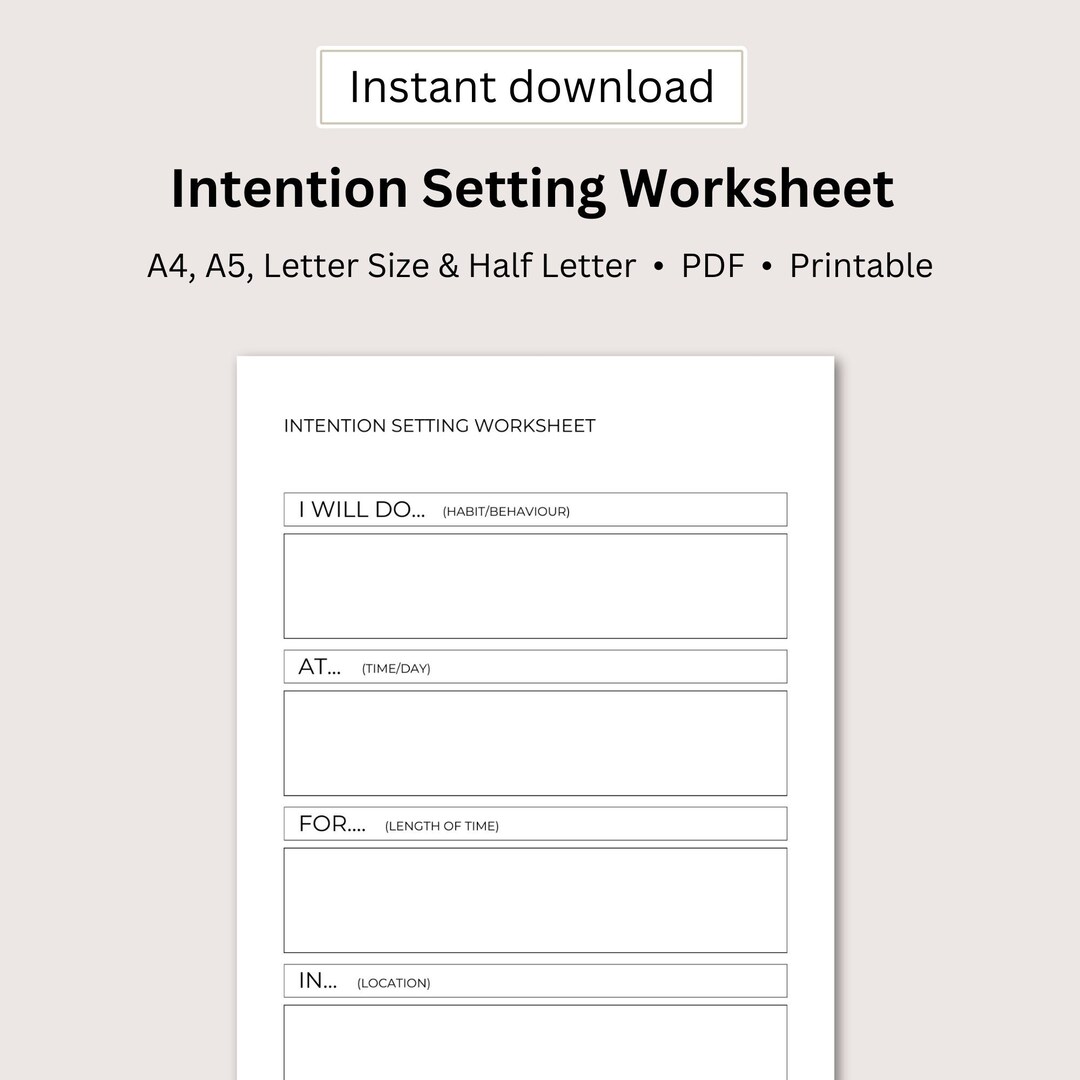 Intention Setting, Goal Setting, Printable, Digital Download, Printable ...