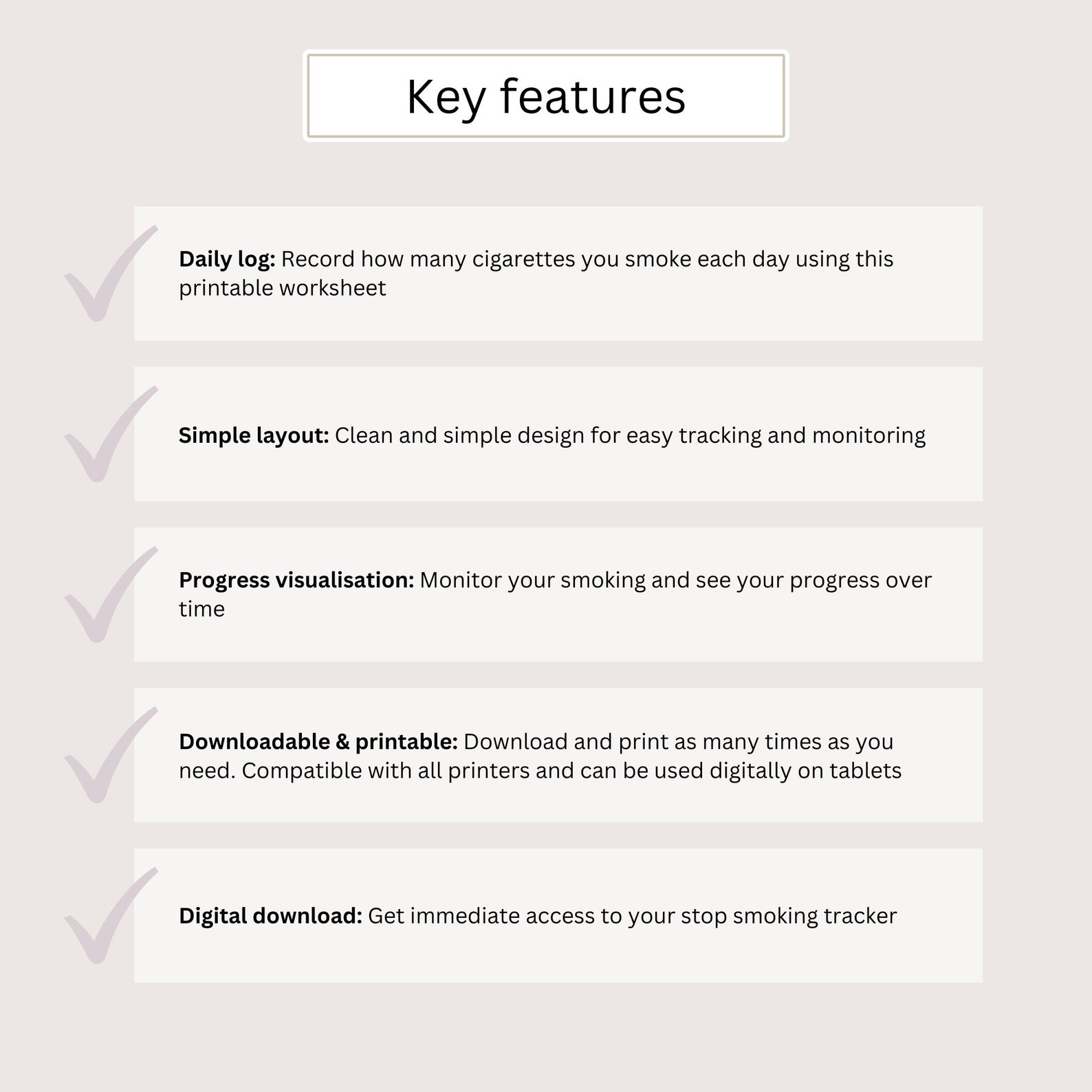 Stop Smoking Tracker, Printable, Digital Download, Quit Smoking ...