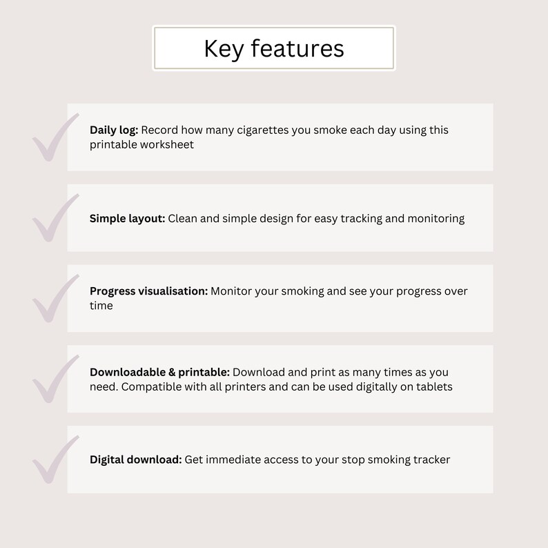 Stop Smoking Tracker, Printable, Digital Download, Quit Smoking ...