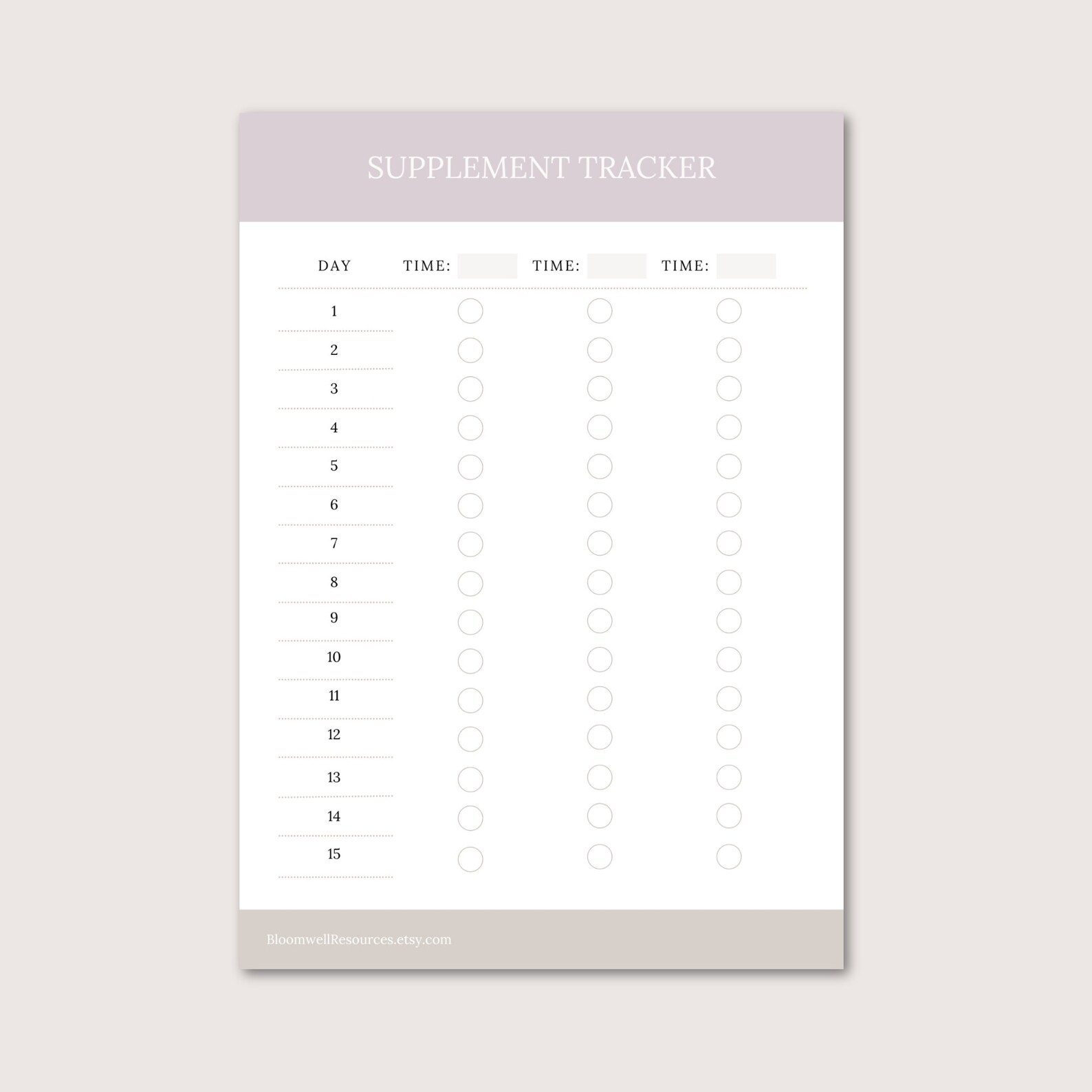 Supplement Tracker, Printable, Digital Download, Medication Tracker ...