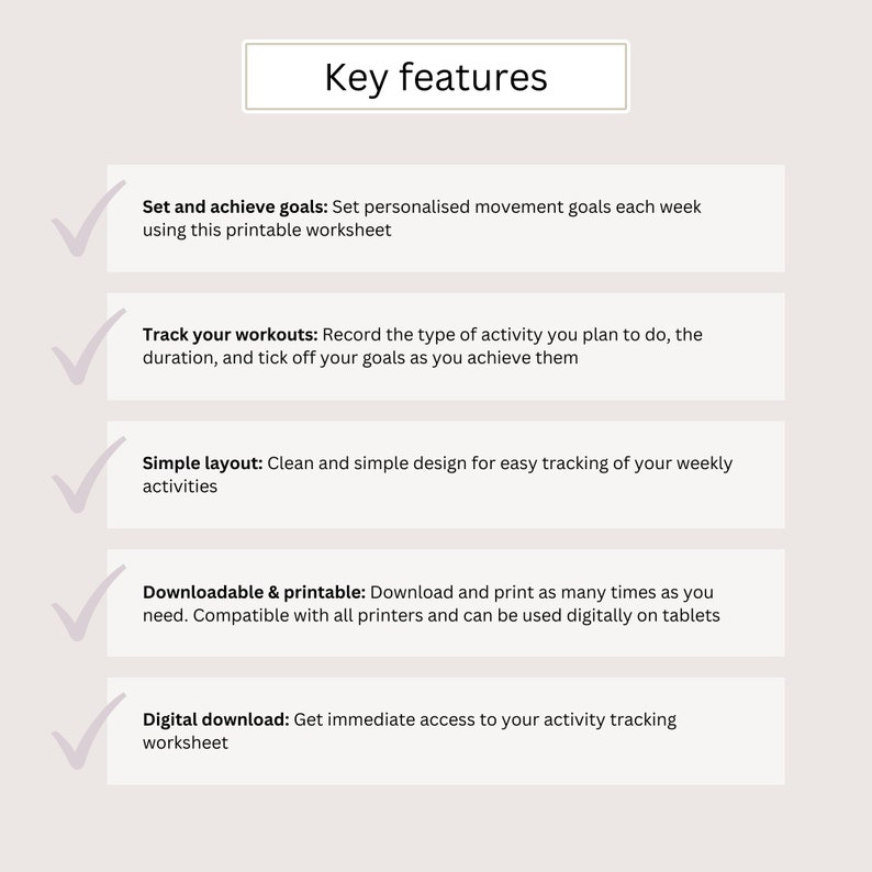 Activity Tracker, Printable, Digital Download, Workout Tracker, Fitness ...