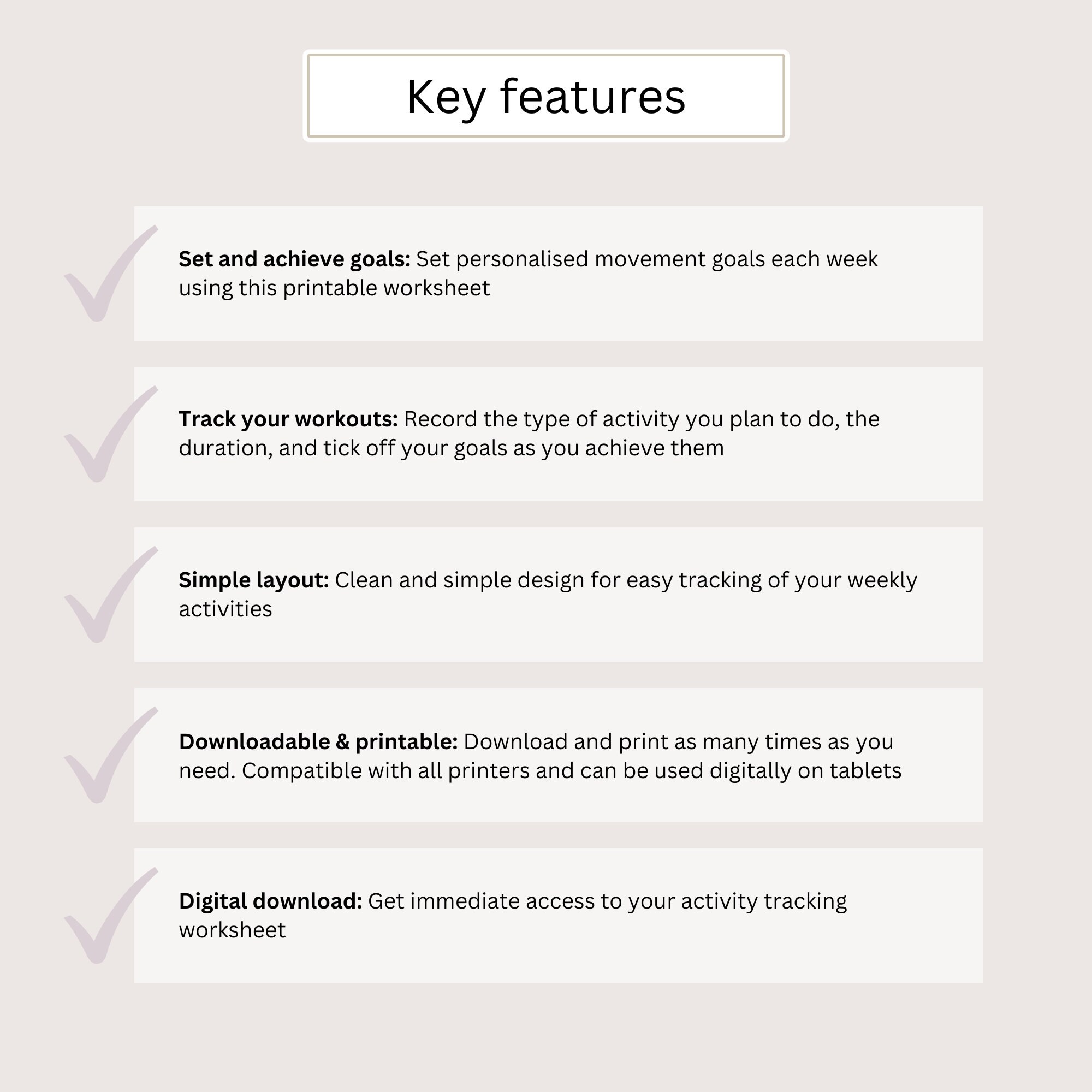 Activity Tracker, Printable, Digital Download, Workout Tracker, Fitness ...