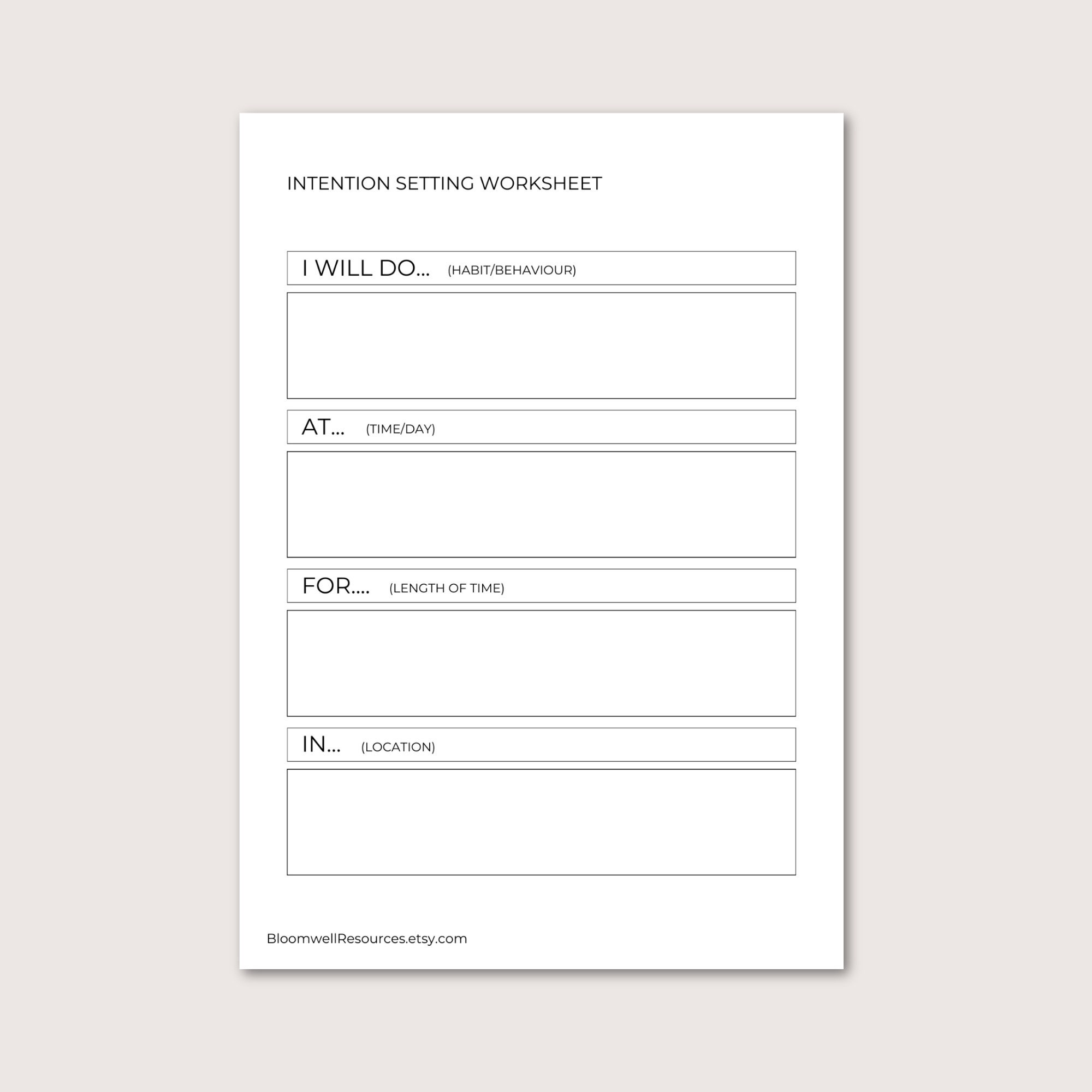 Intention Setting, Goal Setting, Printable, Digital Download, Printable ...