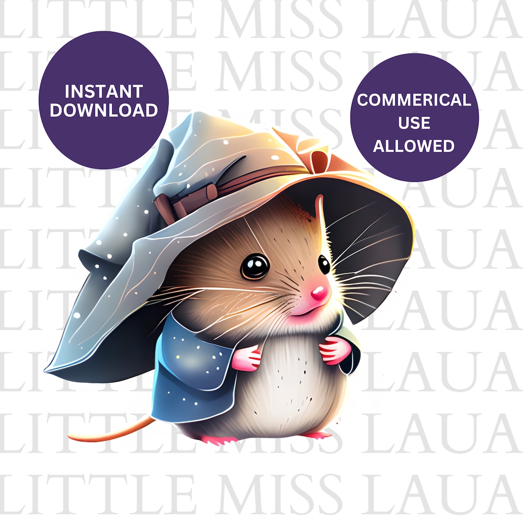 Cute Wizard House Mouse Watercolor Clipart Whimsical Mouse - Etsy