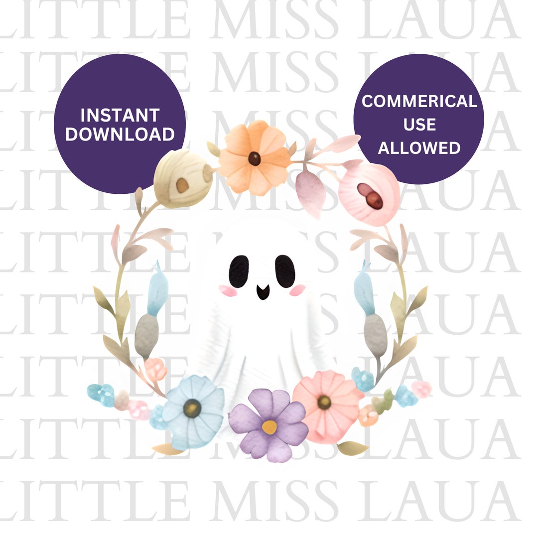 Cute Ghost Watercolor Clip Art, Cute Halloween Clip Art, PNG, 300 Dpi ...