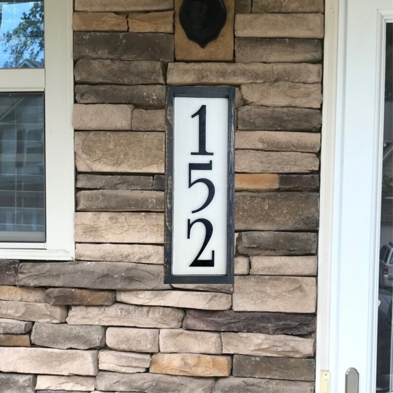 Vertical Farmhouse Style House Number Sign, Vertical House Number Sign ...