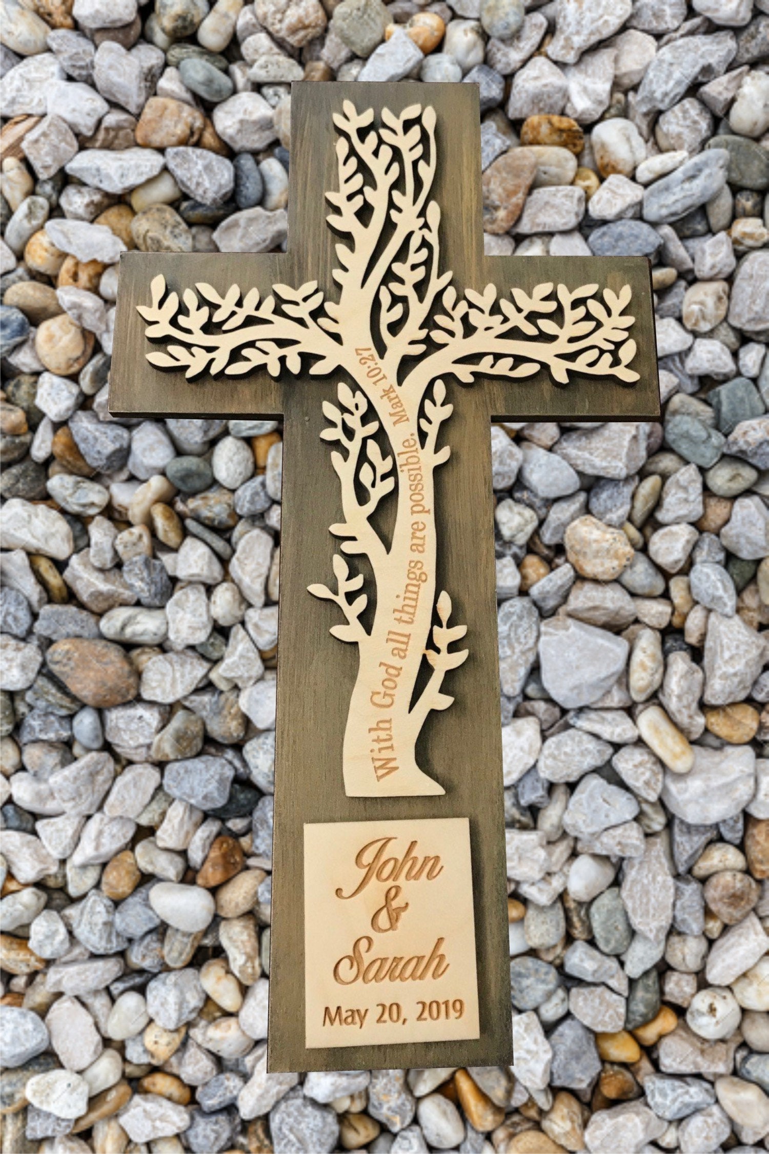 Large Tree of Life Cross With Quote Baptism Cross Confirmation - Etsy