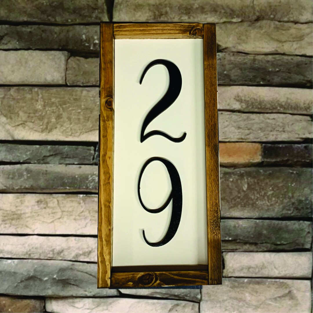 2 Number Vertical Farmhouse Style House Number Sign, Vertical House ...