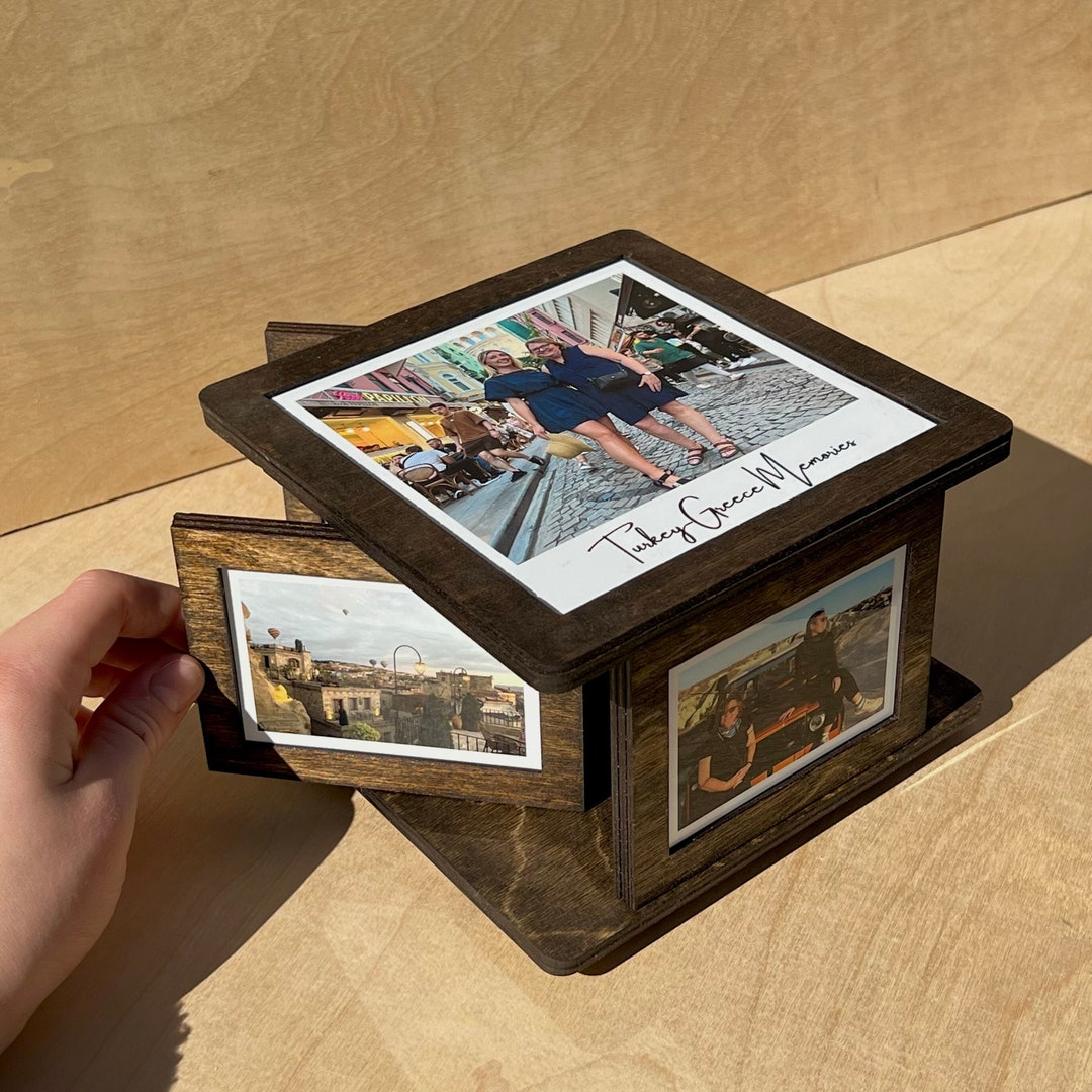 Rotating Photo Box, Memory Photo Frame,family Photo Frame,wooden Photo ...