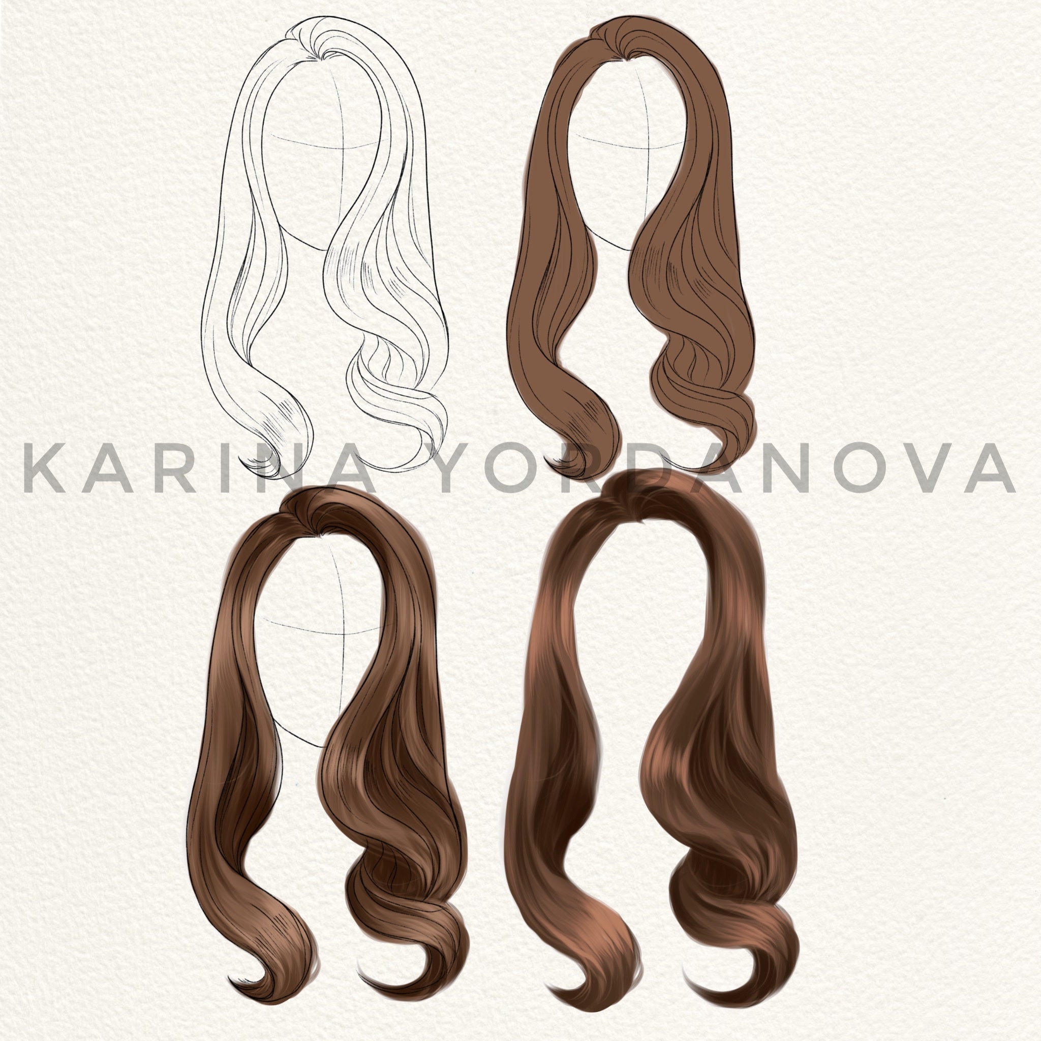 45 Hairstyle Stamp Brushes Perfect for Beginners (FOR PROCREATE) Easy ...