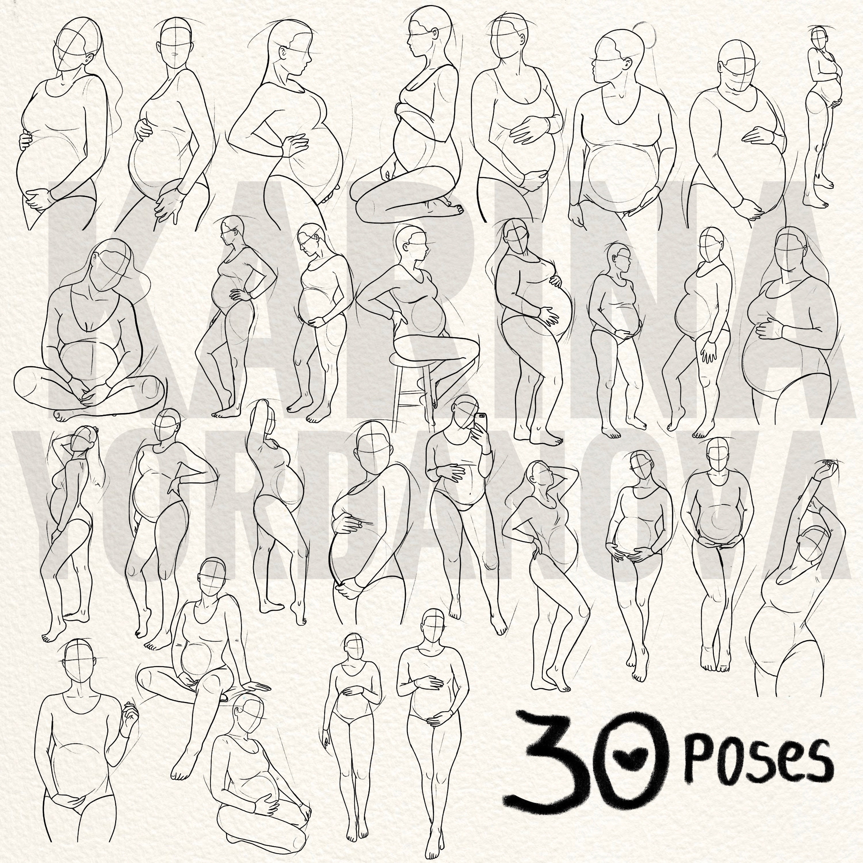 30 Pregnant Poses Brushes Perfect for Beginners FOR - Etsy