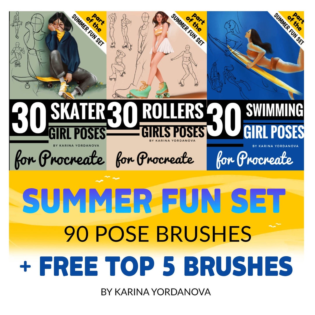SUMMER FUN SET 90 Pose Brushes Perfect for Beginners (for Procreate ...